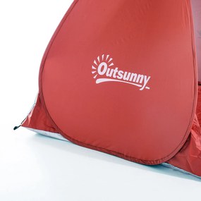 Outsunny beach shell pop up stan 200x150x119cm rychlé automatické stavění z polyesteru v červené barvě pro pláž a kempování | Aosom.de