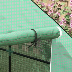 Zahradní skleník Outsunny s 3 police, balkonový skleník, zesílený tarp 135 g/m², ocelový rám, rolovací zipová vrata, pro zeleninu, rostliny a květiny,