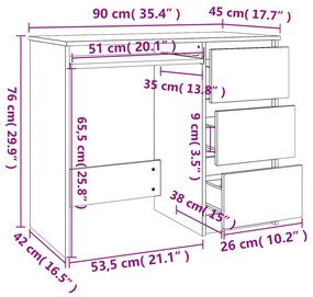 vidaXL Psací stůl betonově šedý 90 x 45 x 76 cm dřevotříska