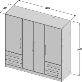 Šatní skříň Jupiter, 207 cm, dub sonoma/bílá