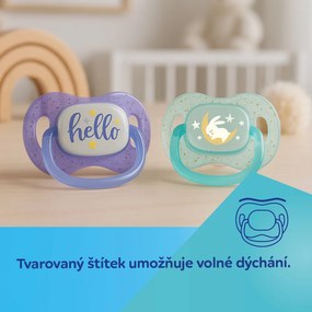 Canpol babies Dudlík svítící silikonový symetrický NIGHTGLOW 6-18m 2ks kluk