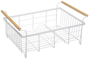 JJA Odkapávač na nádobí, bílý, dřevěná madla, MAISON ESCUR