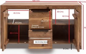 furniture-nabytek.cz - Koupelnový set Osvaro akácie - Černé kovové úchytky