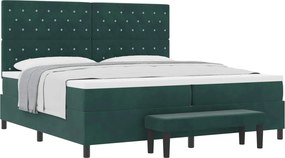 Postel s boxspringem s čelo Tmavě zelená 200 x 200 cm samet 3344471