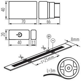 Sada LED pásku Kanlux LED COB SET 3M DIM-NW neutrální bílá 4000K vypínač s funkcí stmívače