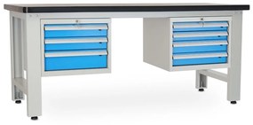 Dílenský stůl Solid MDF-34, 210 cm, 2 závěsné boxy, černá