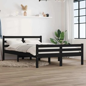 vidaXL Rám postele masivní dřevo 135 x 190 cm dvojlůžko [814795] Barva: Černá