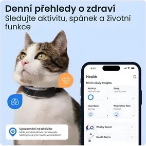 Tractive CAT 6 Mini černá / GPS obojek pro kočky / Živé sledování polo