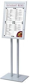 Uzamykatelná menu vitrína s LED osvětlením 4 x A4, hliník