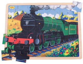 Bigjigs Toys Dřevěné puzzle historický vlak Flying Scotsman 35 dílků