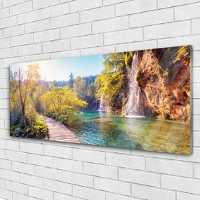 Plexisklo-obraz Jezero Krajina Vodopád 125x50 cm
