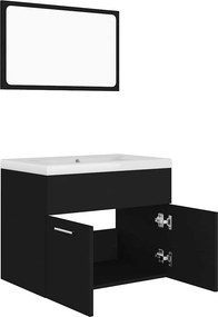 Set koupelnového nábytku černý dřevotříska 3070866