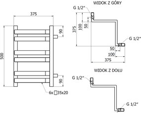 Mexen Loop, koupelnový radiátor 500 x 375 mm, 253 W, bílá, W129-0500-350-00-20