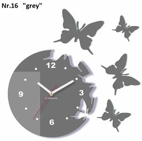 Dekorační nástěnné hodiny létající motýly Tmavě hnědá
