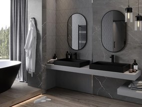 Mexen Loft, oválné koupelnové zrcadlo 90 x 55 cm, barva rámu černá matná, 9851-090-055-000-70