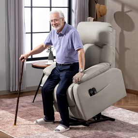 HOMCOM elektrické křeslo pro vstávání, elektrické relaxační křeslo s masážní a vyhřívací funkcí, 89 x 94,5 x 103 cm, šedá