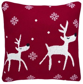 SCANquilt pletený povlak DESIGN dva sobi červenosmetanová 45 x 45 cm