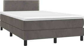 Box spring postel s matrací a LED tmavě šedá 120x200 cm samet 3134334