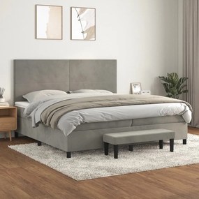 Box spring postel s matrací světle šedá 200x200 cm samet,  3137743