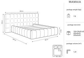 Světle šedá čalouněná dvoulůžková postel s úložným prostorem a roštem 160x200 cm Mamaia – Micadoni Home