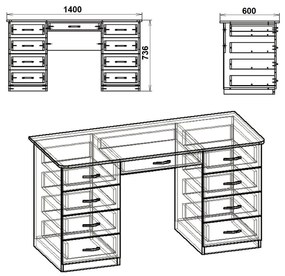 Vomaks Psací stůl KANTOR-3 Barva: wenge