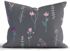 MK Lůžkoviny Bavlněný povlak na polštář Renforcé 70 x 90 cm - Vlčí máky tmavě šedé