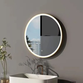 Tutumi Zrcadlo MMJ ⌀50 cm s vyhříváním a regulovatelným LED osvětlením HOM-02500, černá