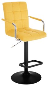 LuxuryForm Barová židle VERONA VELUR na černém talíři - žlutá