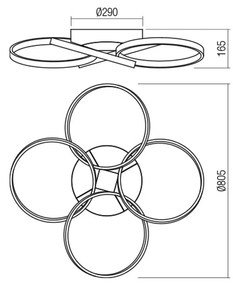 Redo 01-2683 stropní LED stmívatelné svítidlo Espiral pískově černé, 64W, 3000K, ø80cm