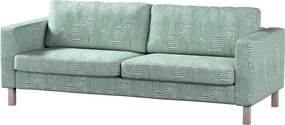 Potah na pohovku IKEA  Karlstad 3-místná, nerozkládací, krátký barva zelená látka pletený vzor, vzorované