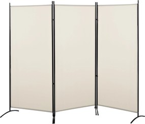HOMCOM 3-panelový paravan 253x50x182 cm skládací paravan s 6 kovovými nohami, ochranný paravan pro kancelář a ložnici, béžový | Aosom
