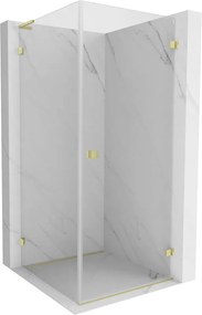 Mexen Lunar-B L výklopný sprchový kout pravý 100 x 100 cm, čiré sklo, zlatá matná, 832L-100-100-55-00-P