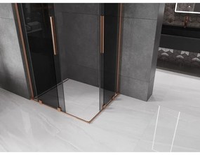 Mexen Velar L Duo, sprchový kout s posuvnými dveřmi 90 x 80 cm, 8mm šedé sklo, měděná matná, 871-090-080-02-43-65