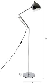 Stojací lampa s ohybatelnou konstrukcí ve stříbrné barvě s kovovým stínidlem (výška 137 cm) Reader – Zuiver