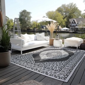 ELLE Decoration, Kusový koberec Gemini 106024 Black z kolekce Elle – na ven i na doma, 80x150, černobílá, chodba / předsíň