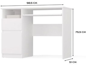 Psací stůl Porto 98 cm levý bílý