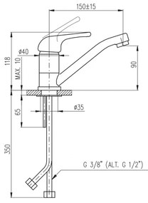RAV Slezák SA015.0 - Umyvadlová baterie SAZAVA 15 cm lesklý chrom