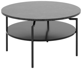 Kulatý konferenční stolek 80 cm Dvoupatrový Mramorový Černý ELISE