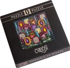 CURIOSI Čtvercové puzzle Q Silver: Barevné květiny / 72 dílků / 12,5 ×