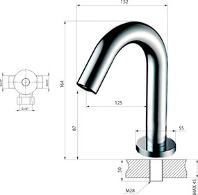 Sapho senzorová stojánková baterie 6V DC (4xAA) chrom PS342M