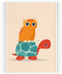 Plakát / Obraz Kočka a Želva Samolepící plátno A4 - 21 x 29,7 cm
