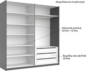 Skříň s posuvnými dveřmi 2,0x2,1m (Dveře Grafit/Zrcadlo) série N Dominika