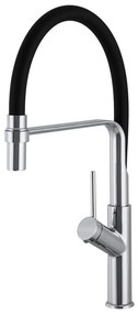 Gamma Venice, vysoká dřezová baterie s elastickým ramenem, h-465, černá matná-chromová, GMA-BVK-CH