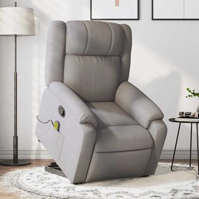 Zvedací masážní polohovací křeslo taupe textil 3205222