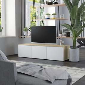 vidaXL TV stolek 120 x 34 x 30 cm dřevotříska [801874] Barva: bílá a dub sonoma