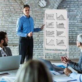 Costway Oboustranná magnetická tabule s kolečky, stojanem a – 60 × 100 cm