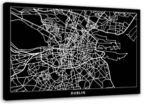 Obraz na plátně Mapa města Dublin - 120x80 cm