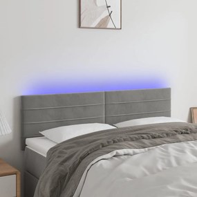 Čelo postele s LED světle šedé 144 x 5 x 78/88 cm samet 3121800