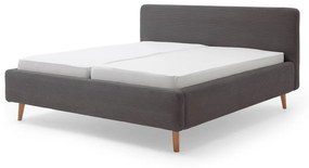 Šedá čalouněná dvoulůžková postel s úložným prostorem s roštem 180x200 cm Mattis Cord – Meise Möbel