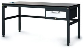 Alfa 3 Antistatický dílenský ESD stůl, 1 zásuvkový box na nářadí, 1600x800x745-985 mm